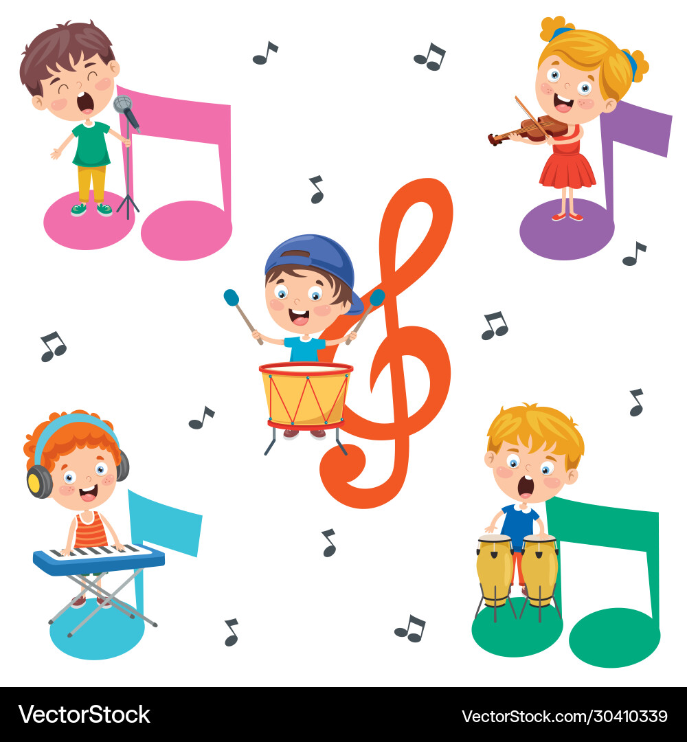 Kids performing music Royalty Free Vector Image