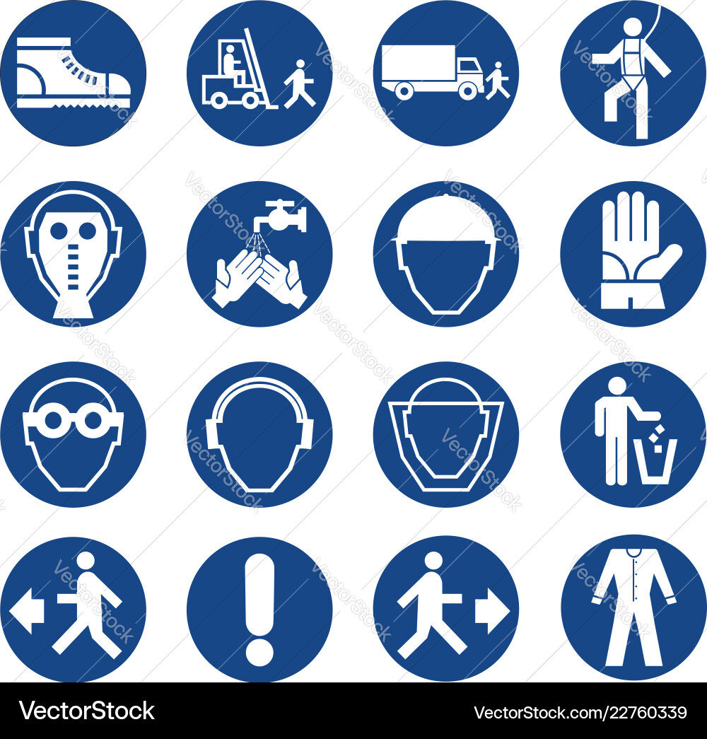 Mandatory Safety Equipment Signs Set Royalty Free Vector