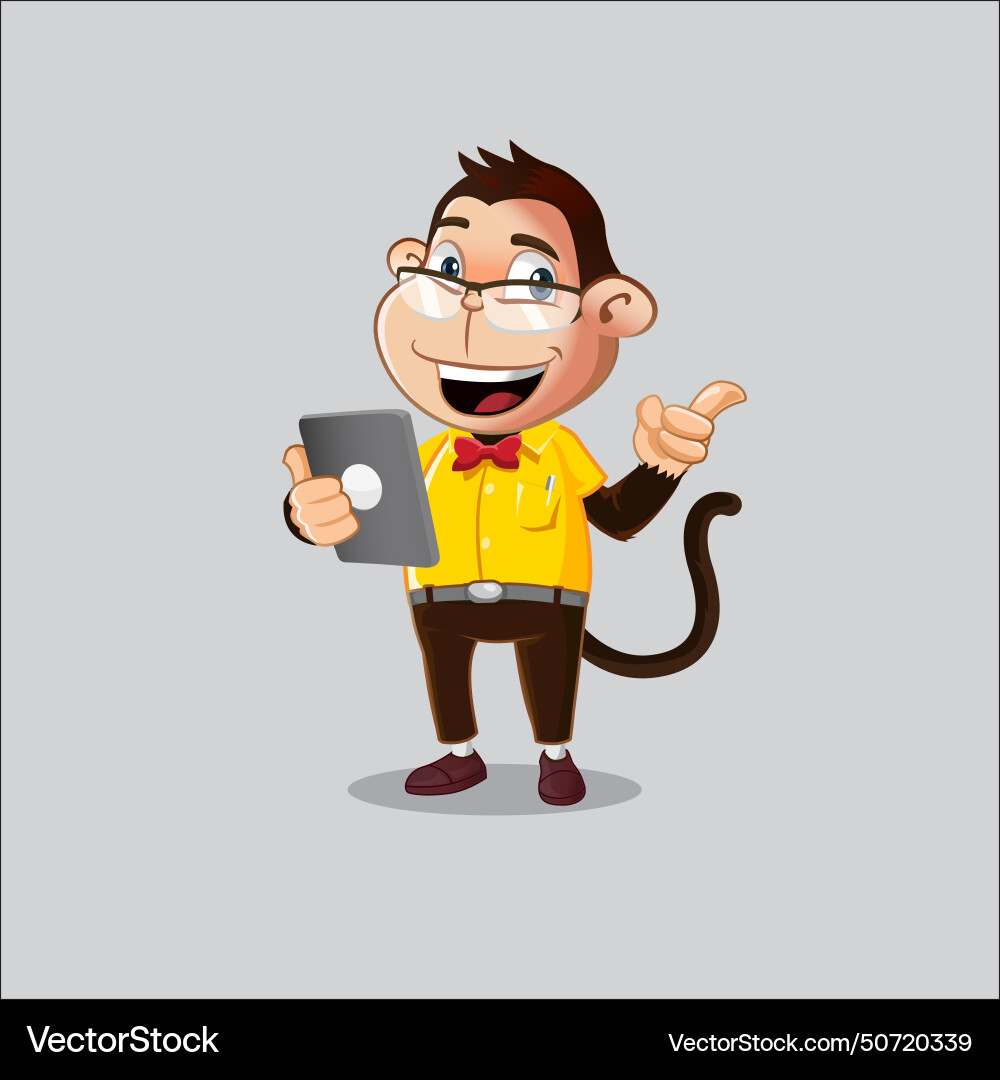 Monkey character design mascot business Royalty Free Vector