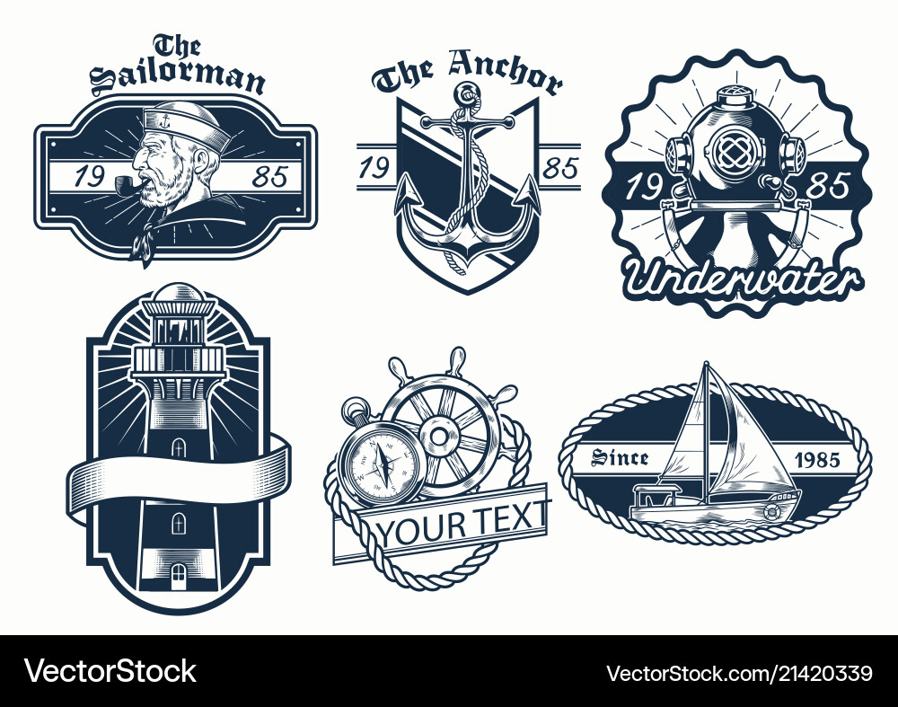 Nautical Badge Collection Royalty Free Vector Image
