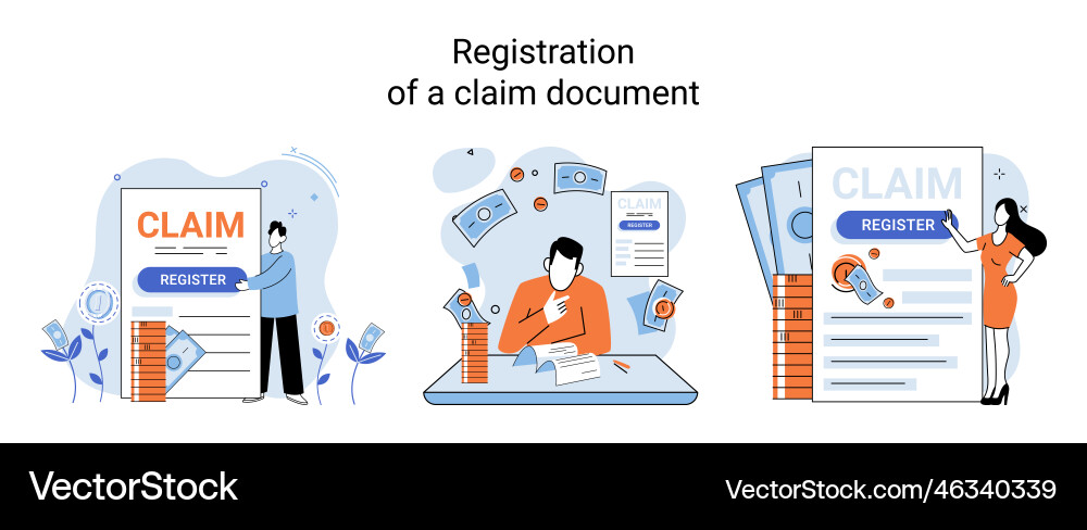 Registration of claim form register document Vector Image