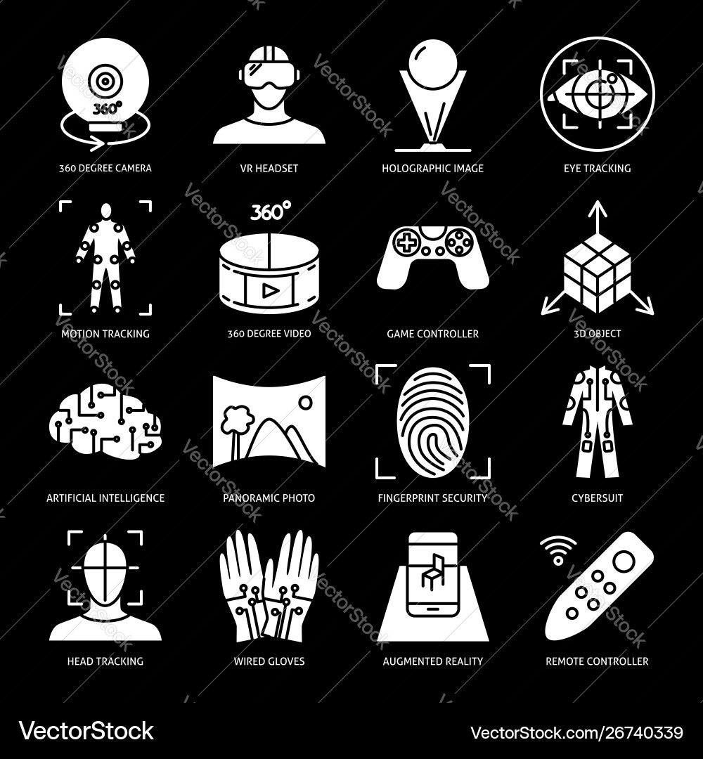 VR & Augmented Reality Icon Set Royalty Free Vector