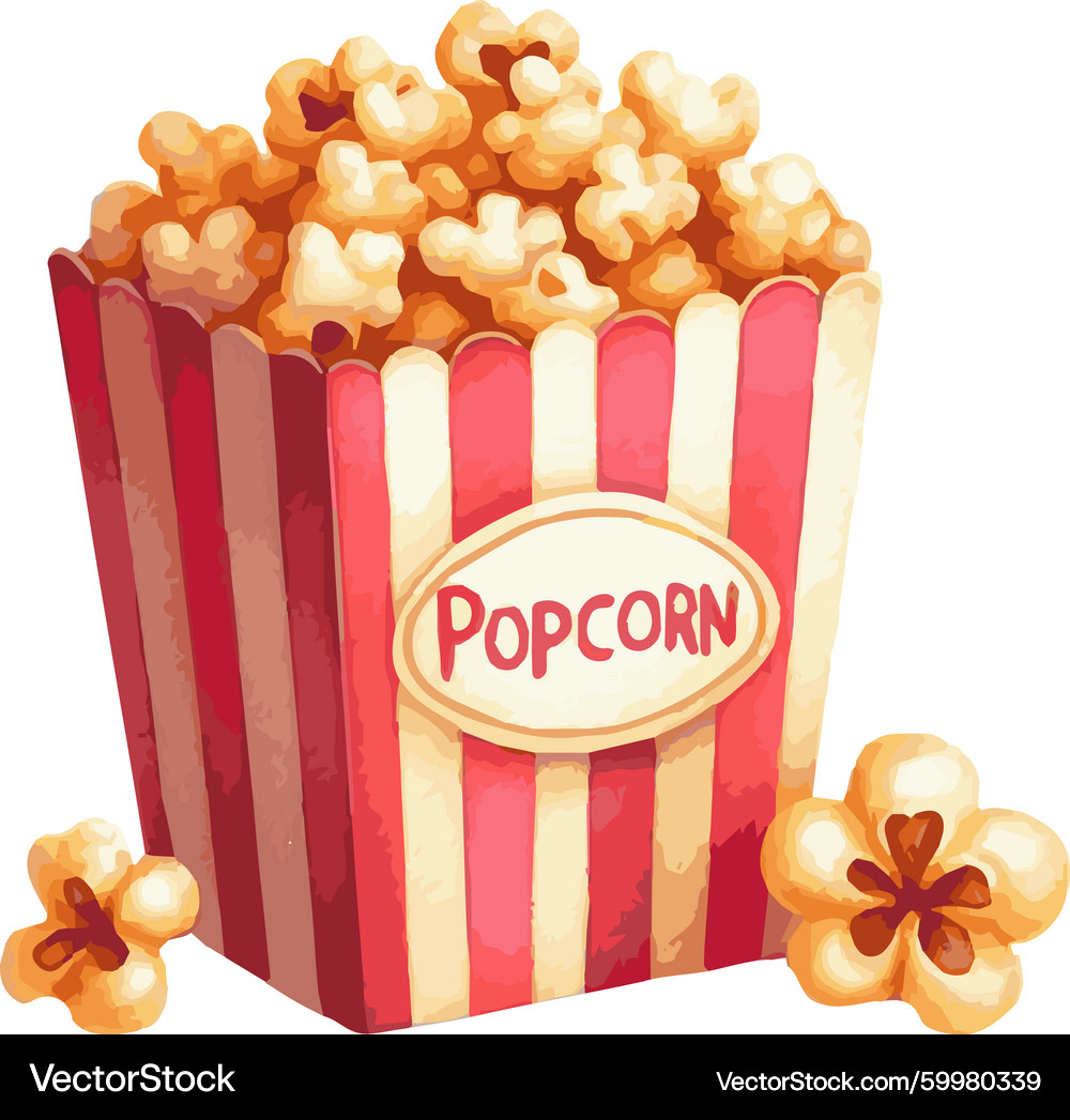 Watercolor painted of popcorn Royalty Free Vector Image