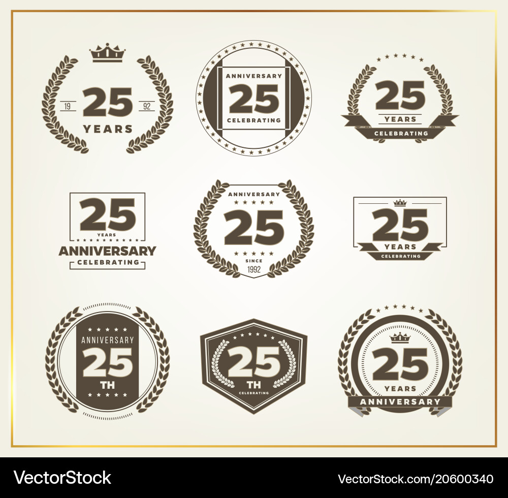 25 years anniversary logo set Royalty Free Vector Image