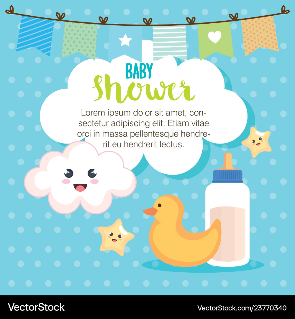 Baby shower card with set items Royalty Free Vector Image