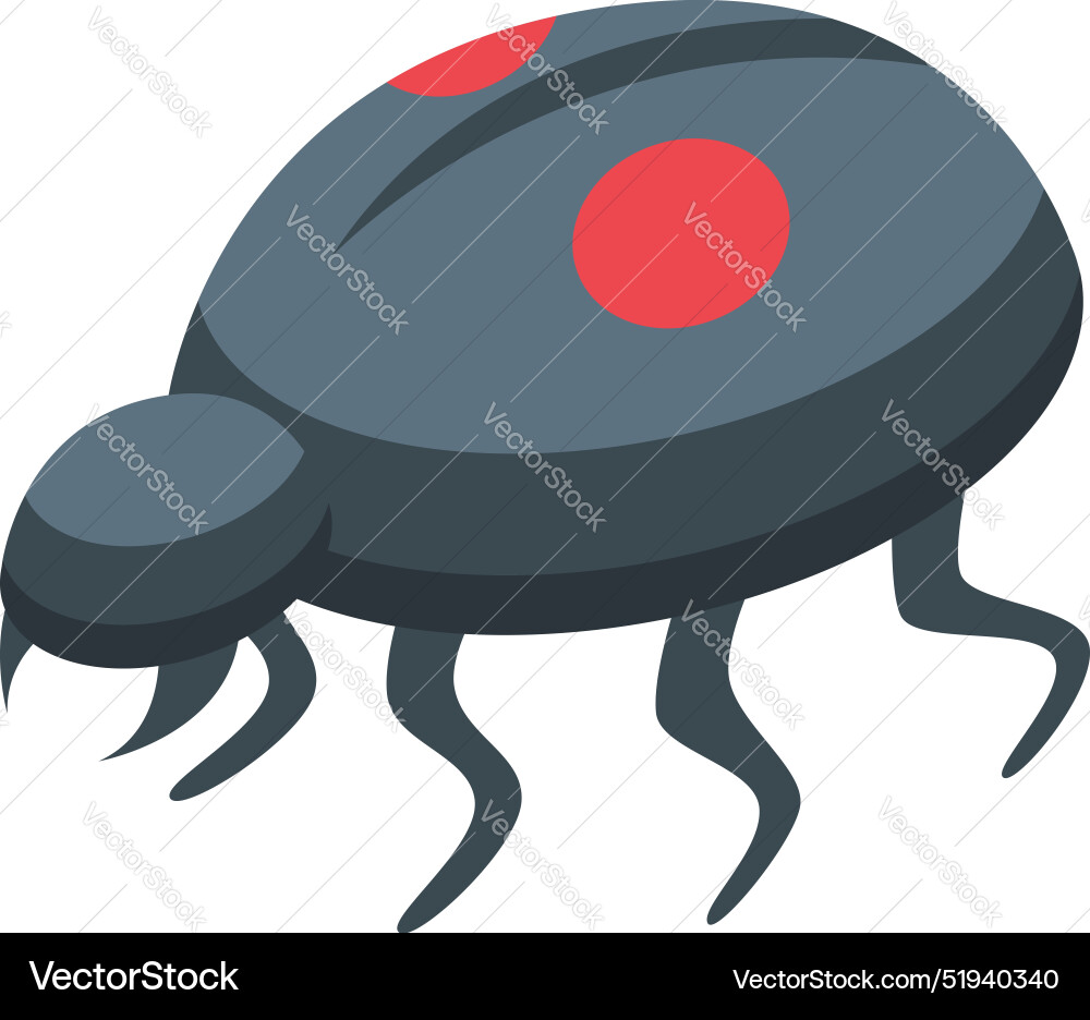 Black ladybug crawling on six legs with red spots Vector Image