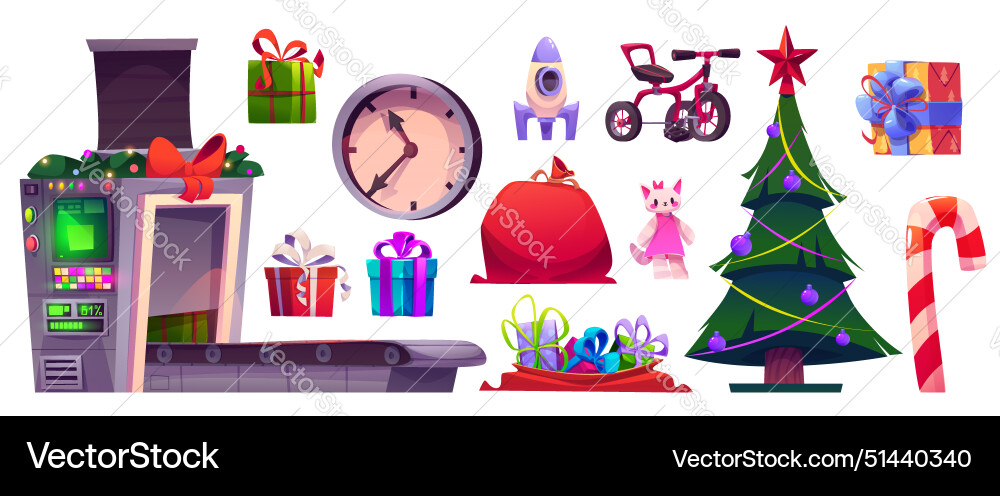 Christmas Factory Elements - Santa's Workshop Vector Image