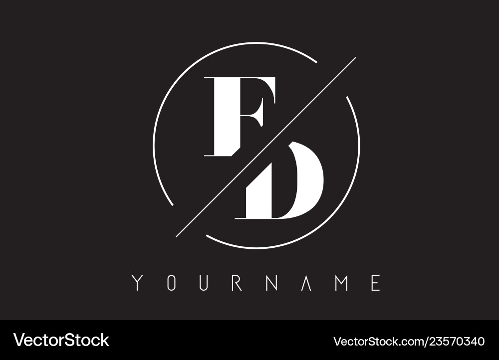 Fd letter logo with cutted and intersected design Vector Image