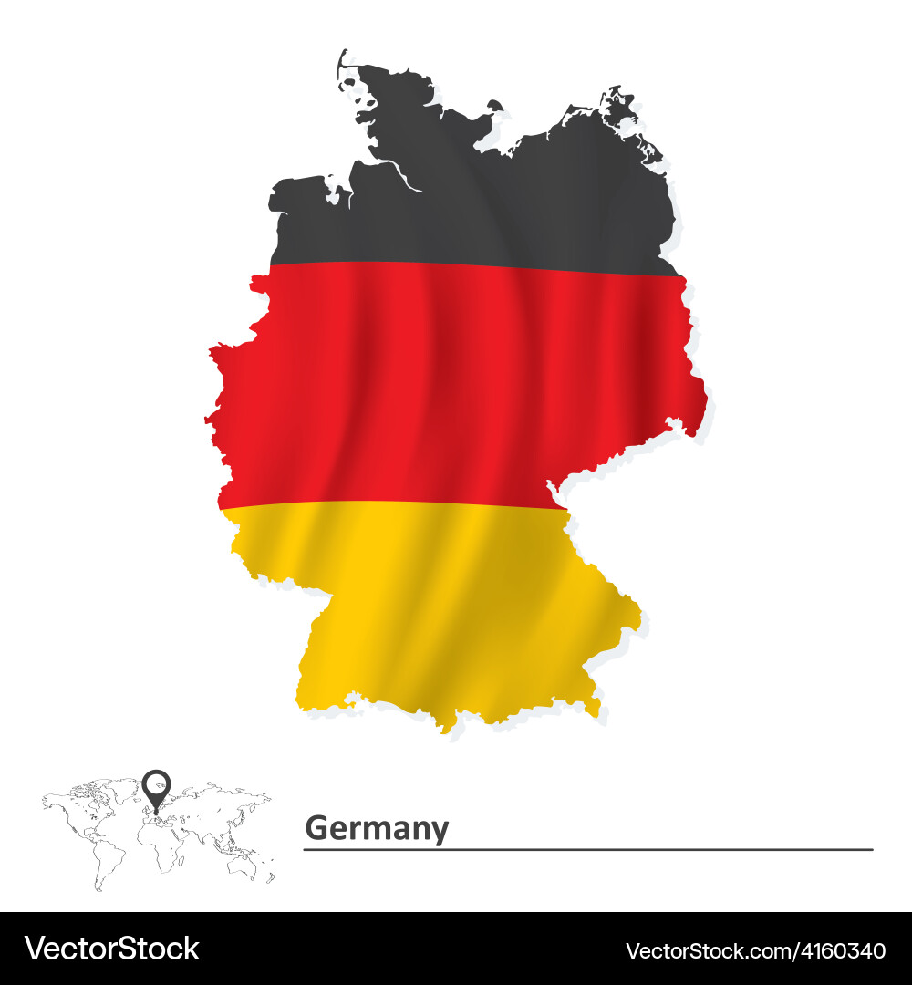 Germany Map with Flag Royalty Free Vector Image