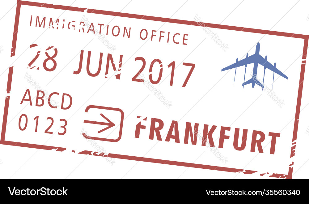 Germany visa stamp border control at frankfurt Vector Image