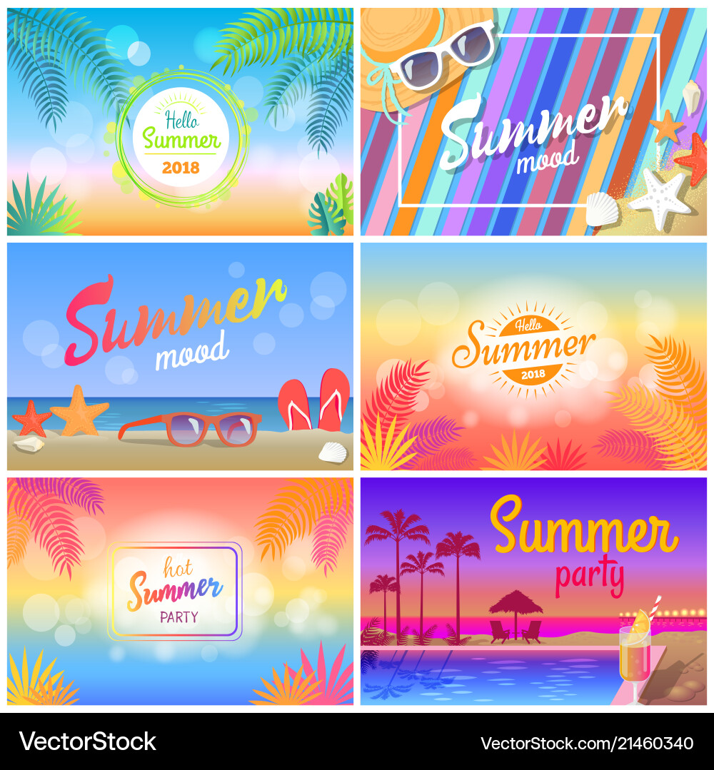 Hot summer party 2018 hello mood banner Royalty Free Vector