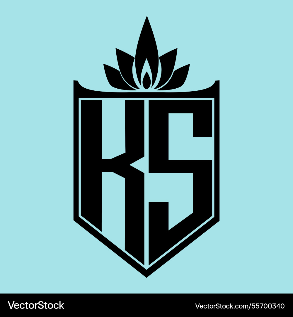 Ks logo with elegant crown symbol and shield Vector Image