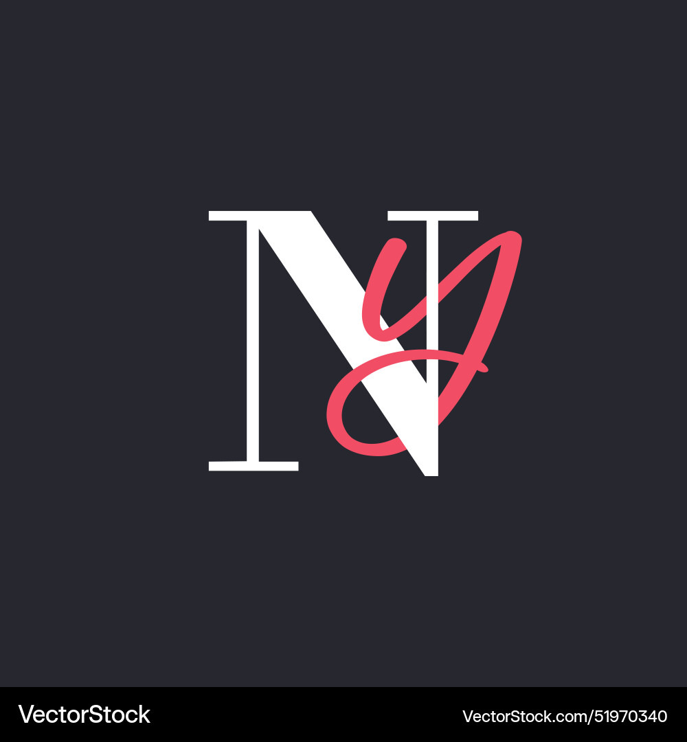 Letter ny logo perfectly blended initials Vector Image