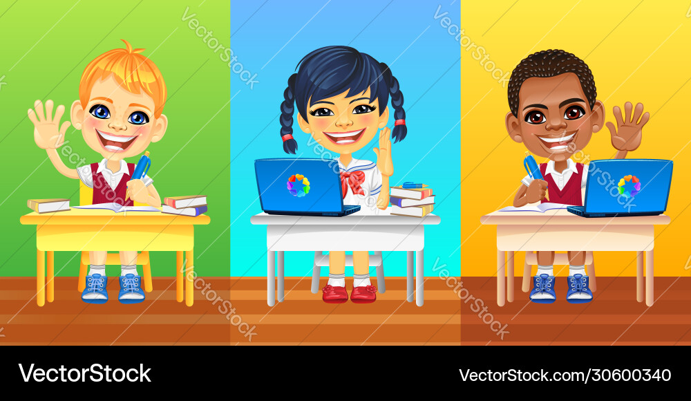 Students with school uniform clipart Vector Images & Graphics for ...