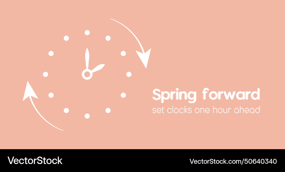 Spring forward monochrome banner in minimalist Vector Image