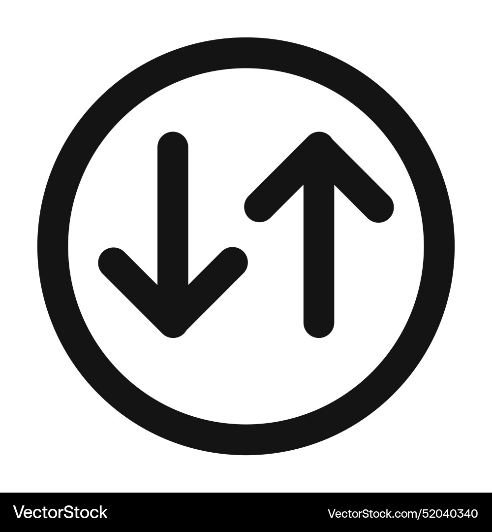 Up and down arrows icon black white sign Vector Image