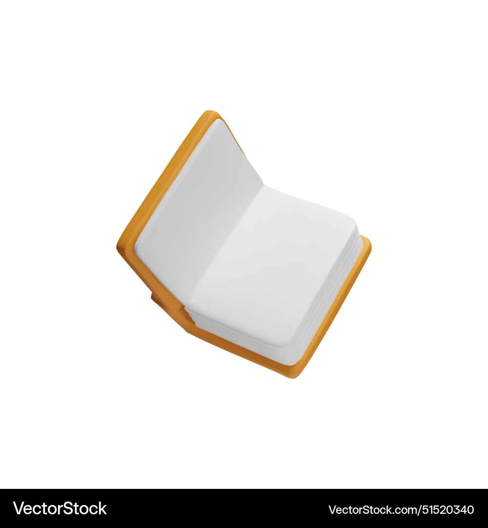 Yellow open book 3d cartoon Royalty Free Vector Image