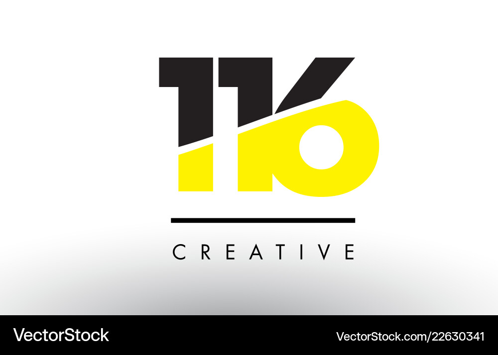 116 black and yellow number logo design Royalty Free Vector