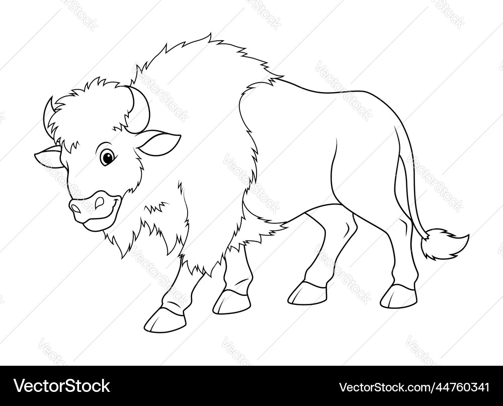 Bison cartoon animal bw Royalty Free Vector Image