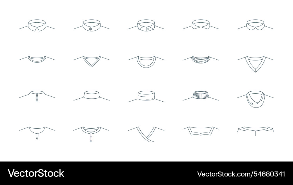 Different types t-shirt collars sign black thin Vector Image Different types t-shirt collars sign black thin Vector Image