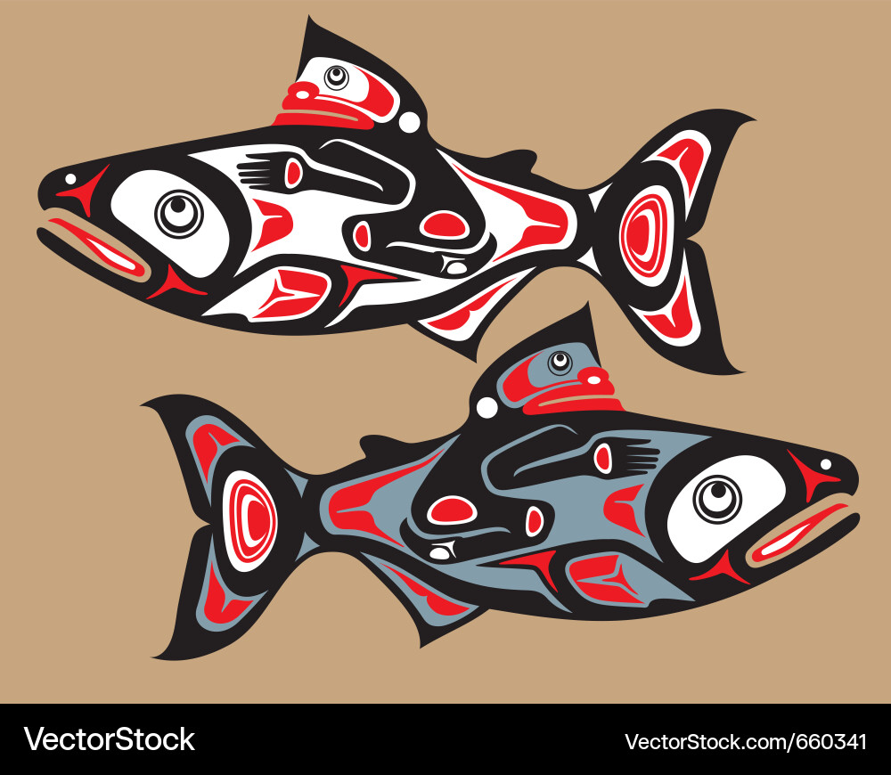 Fish - salmon native american style Royalty Free Vector