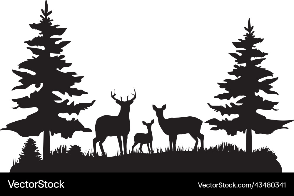 Forest and deer family Royalty Free Vector Image