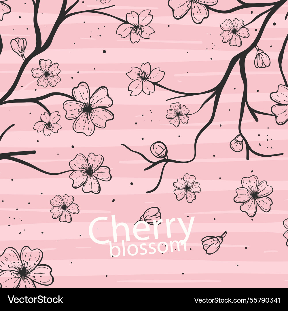 Hand drawn cherry blossom background Royalty Free Vector