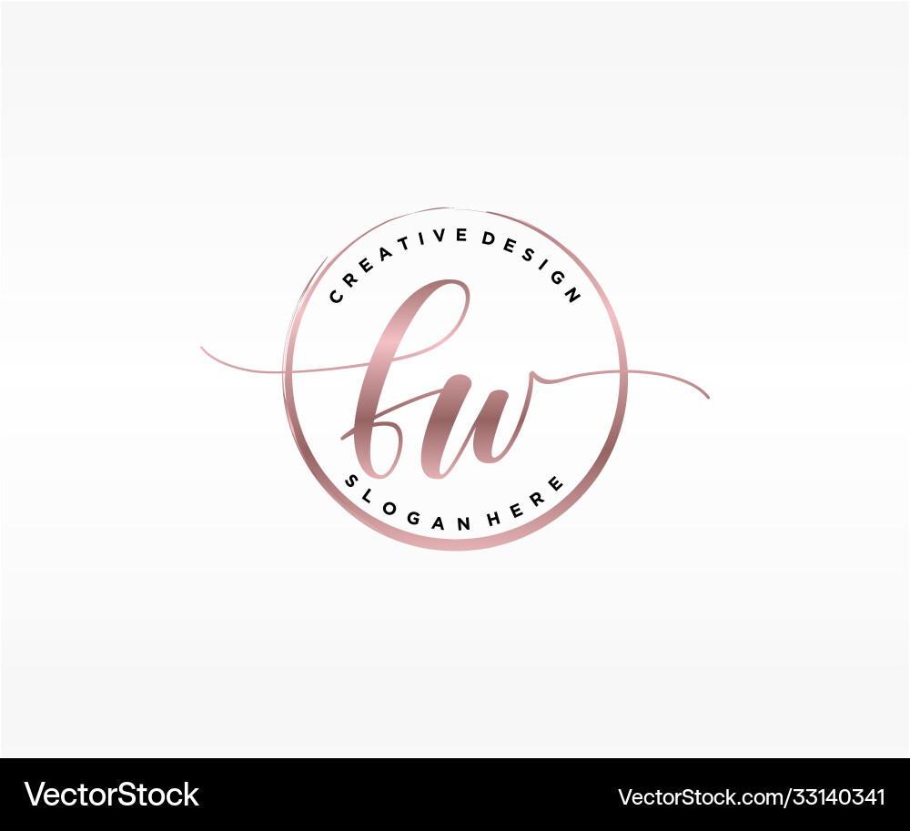 Initial fw handwriting logo with circle template Vector Image