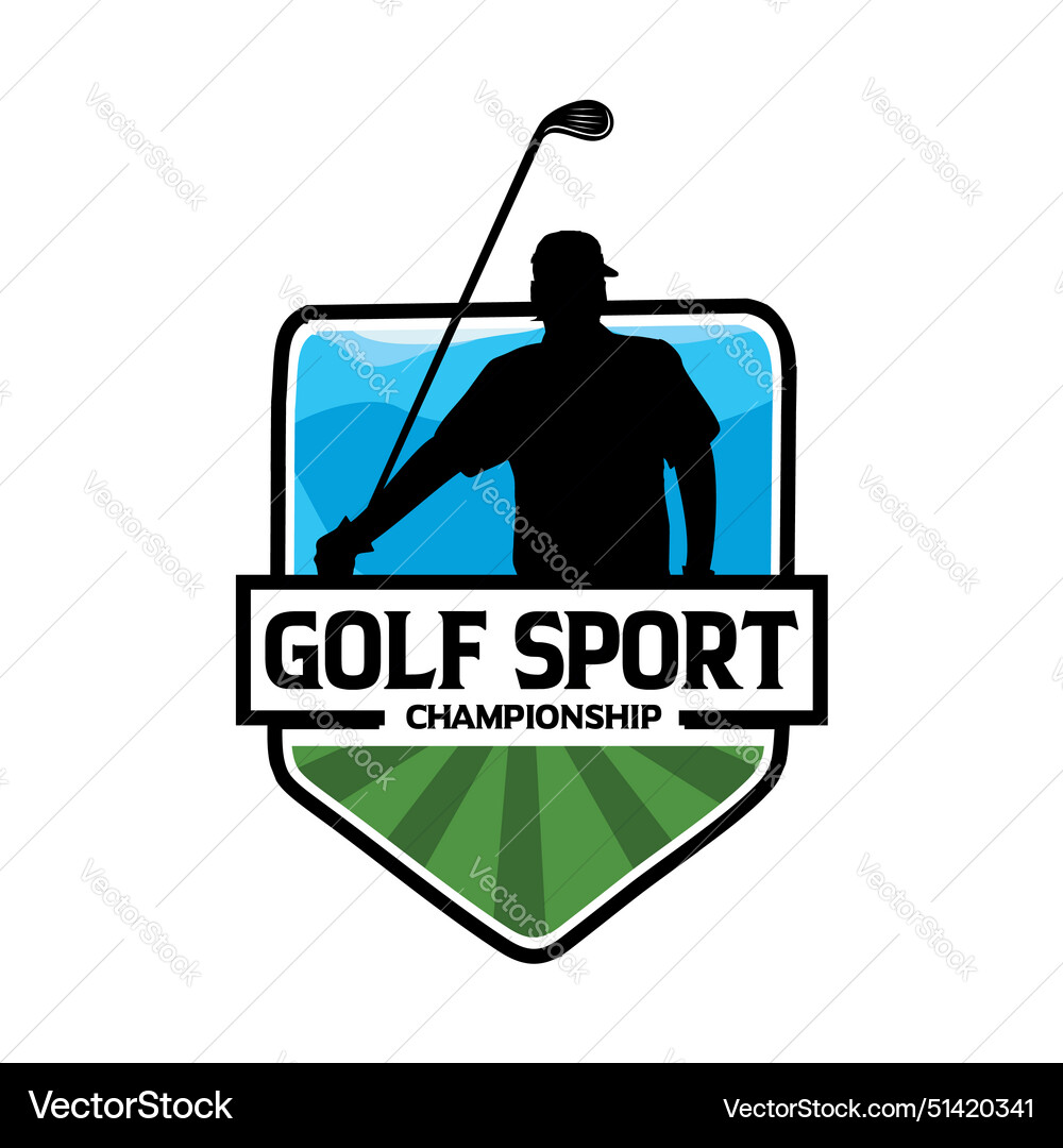 Men golf logo sport design template Royalty Free Vector