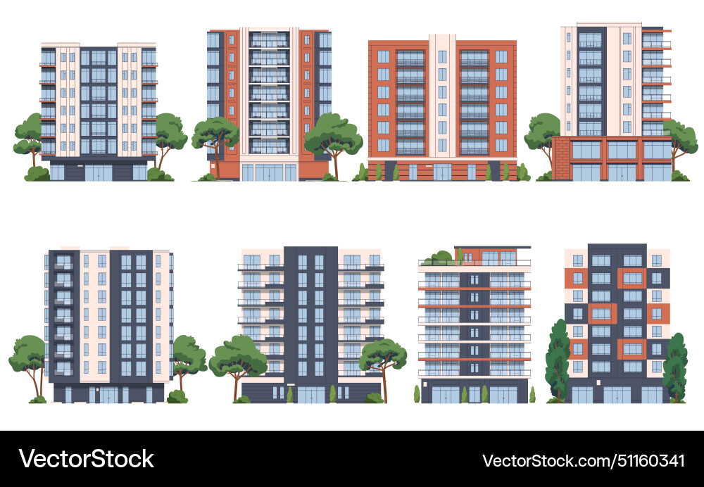 Multi-storey residential buildings urban Vector Image