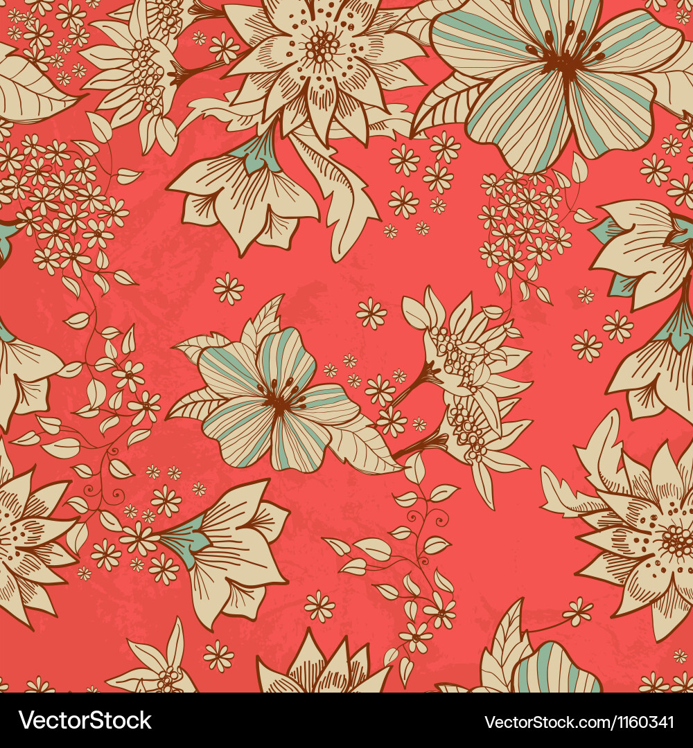 Seamless red floral background Royalty Free Vector Image