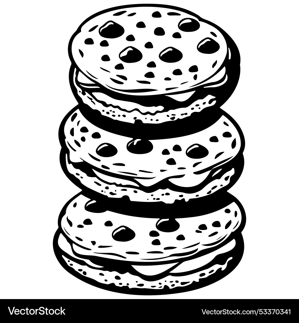 Sketches cookie engraving drawing of black Vector Image