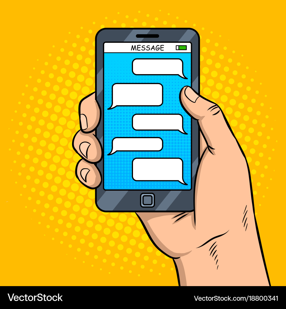 Smart phone messaging pop art Royalty Free Vector Image