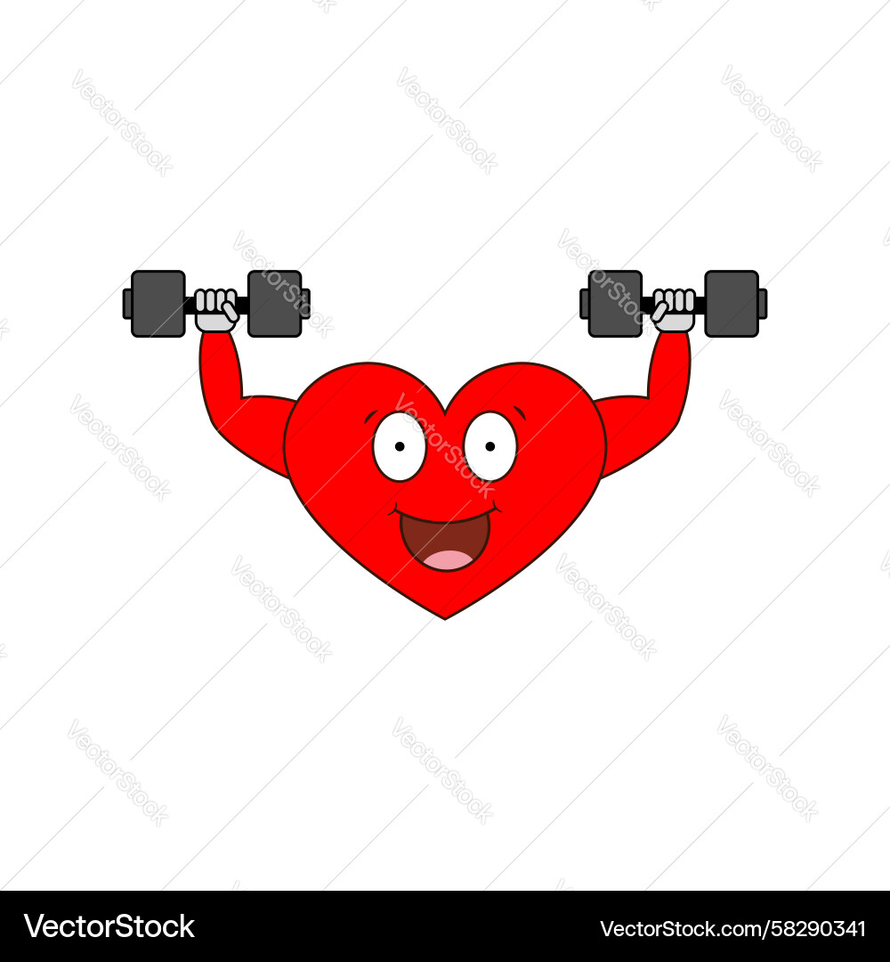 Strong Heart Lifting Dumbbell – Royalty-Free Vector | VectorStock