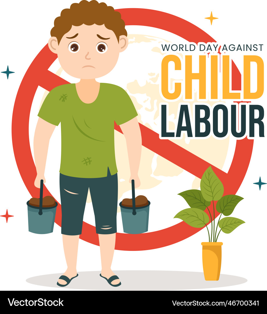 World day against child labour with children Vector Image World day against child labour with children Vector Image