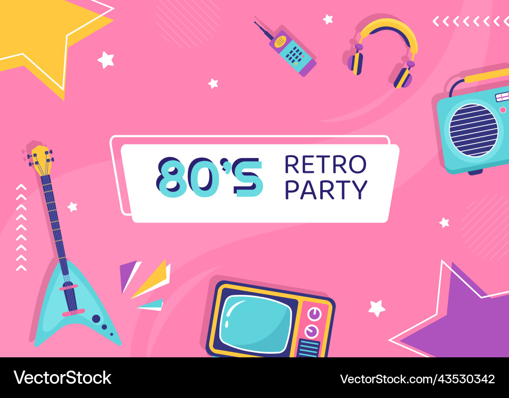 80s party background template flat cartoon Vector Image