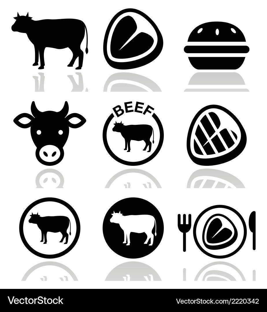 Beef Icon Vector Beef Icon Collection 16 Beef Filled Stock Vector