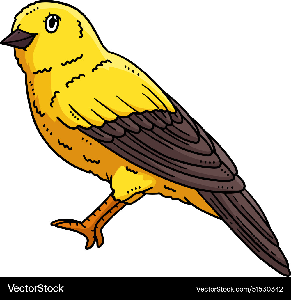 Canary bird cartoon colored clipart Royalty Free Vector
