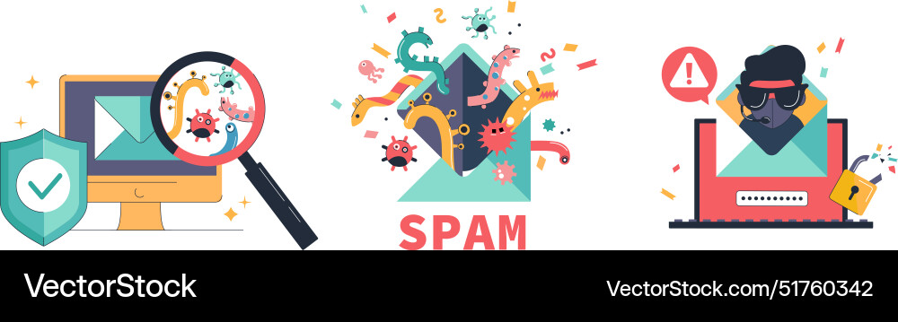 Colorful cyber fraud concept - flat design Vector Image