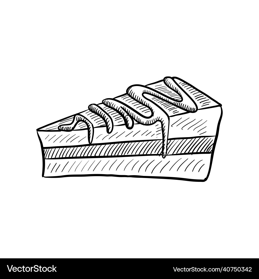 Drawing sketch of piece cake Royalty Free Vector Image