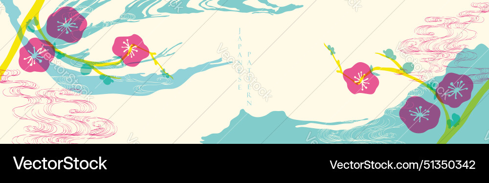 Flower branch decoration with floral pattern Vector Image