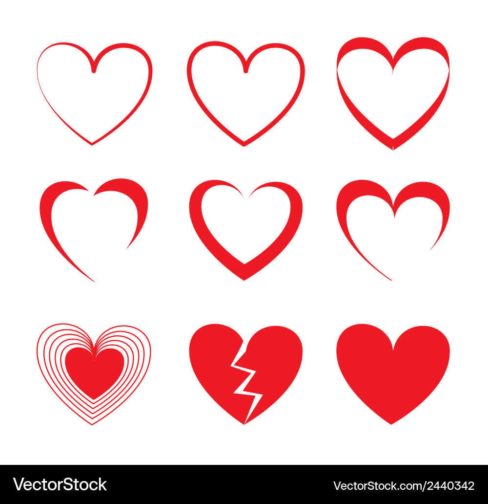 Hearts icons over white background Royalty Free Vector Image