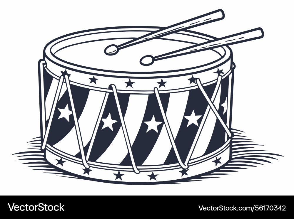 Patriotic drum outline Royalty Free Vector Image