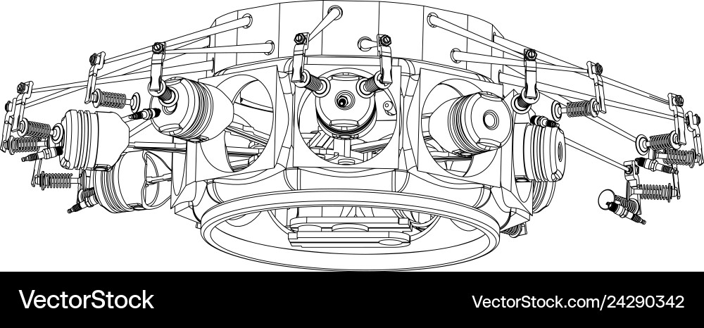 Radial engine on a white Royalty Free Vector Image