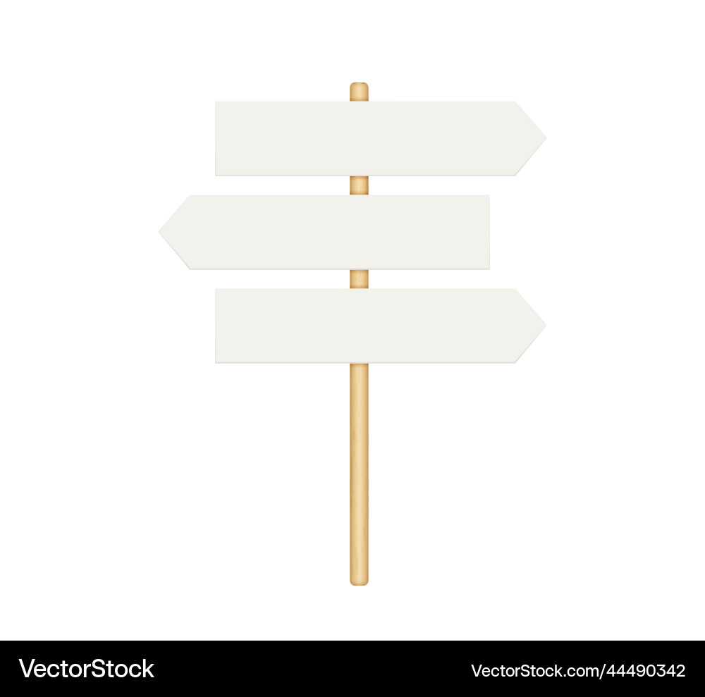 Signboard with wooden pole direction sign post Vector Image