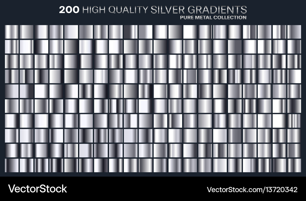 Silver gradientpatterntemplateset colors Vector Image