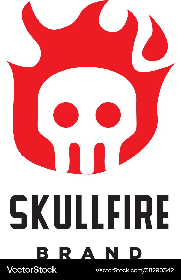 Skeleton skull fire logo Royalty Free Vector Image