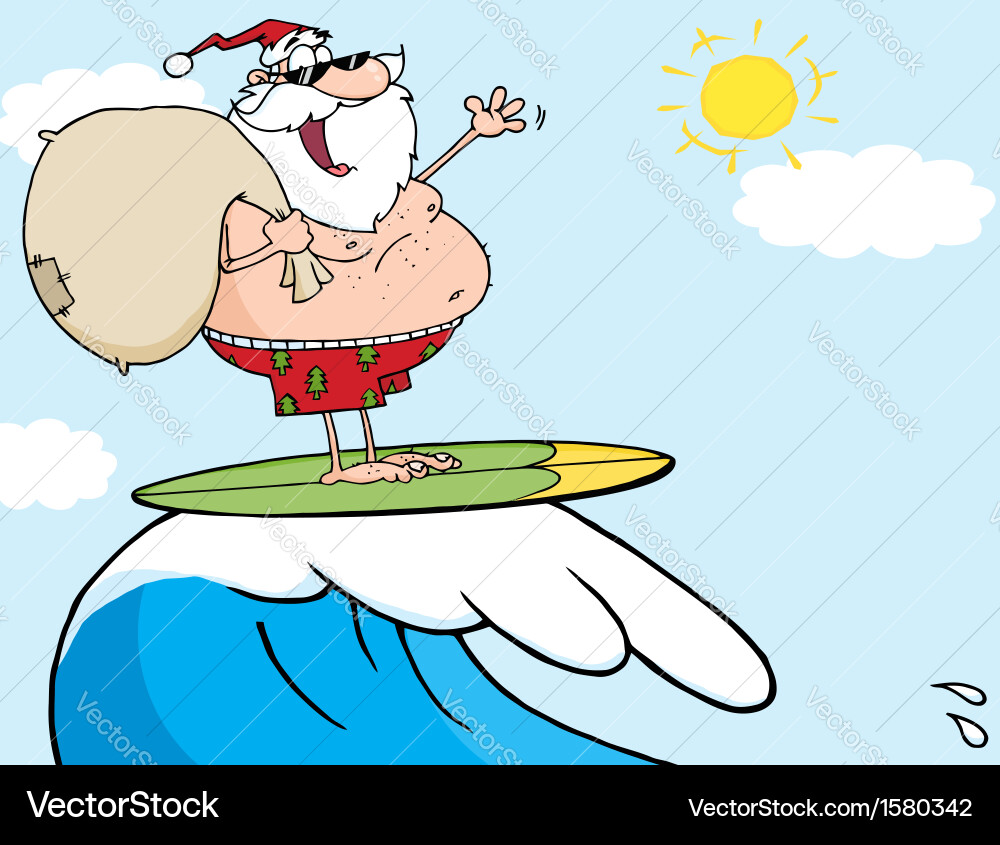Surfing Santa Bathing Vector Images (15)