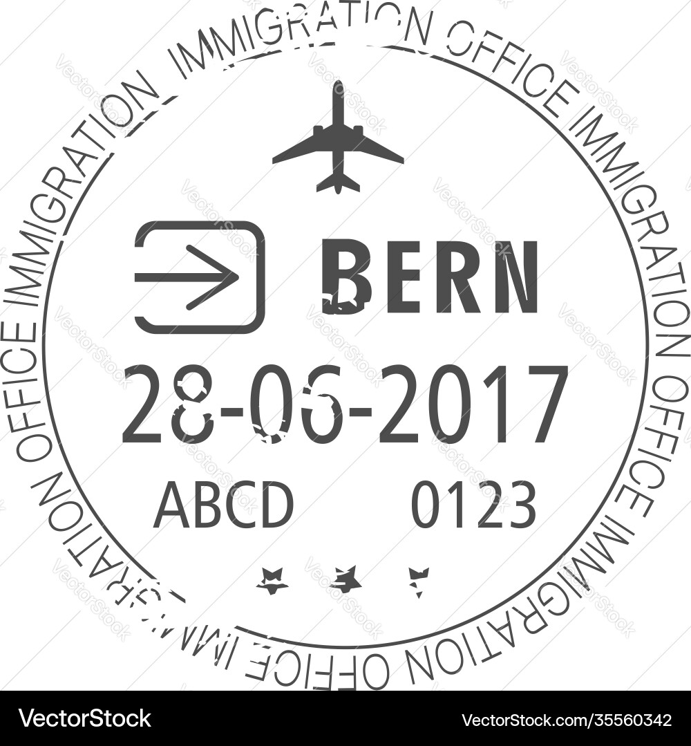Switzerland immigration office stamp bern visa Vector Image