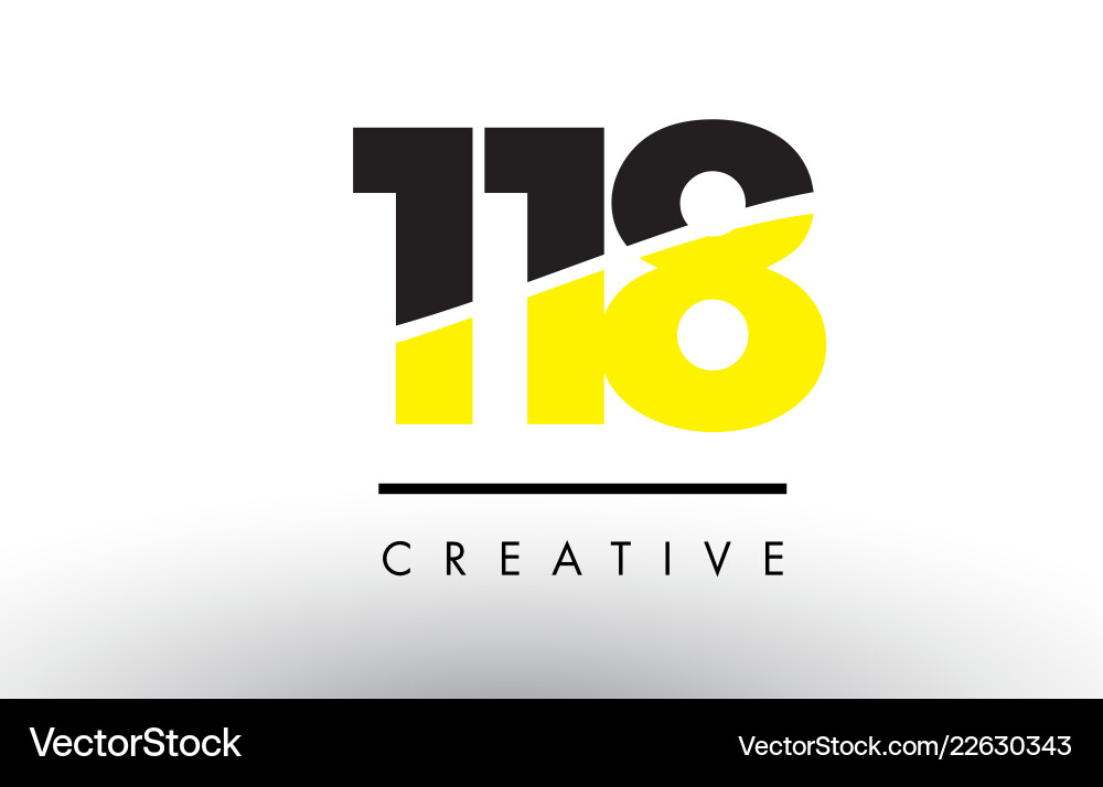 118 black and yellow number logo design Royalty Free Vector